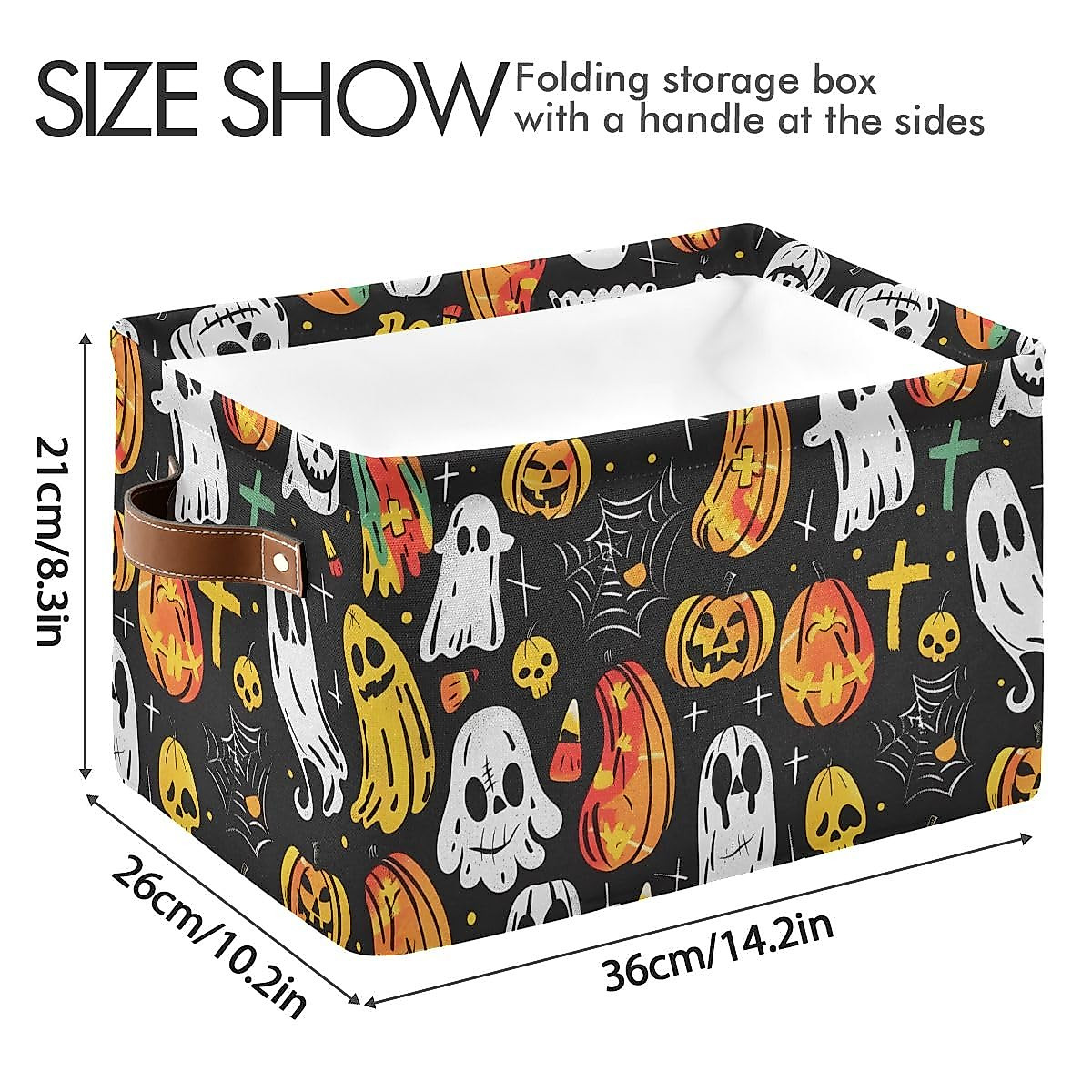 Storage Basket Halloween Background Large Collapsible Storage Baskets Bins with Handles Cube Laundry Organizer for Nursery Home Office Pantry