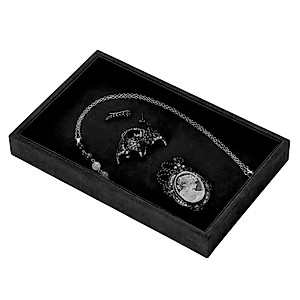 Yerwal Jewelry Tray, Velvet Jewelry Tray Showcase Display Organizer for Ring Earring Necklace Pendants Bracelet (Black#1)