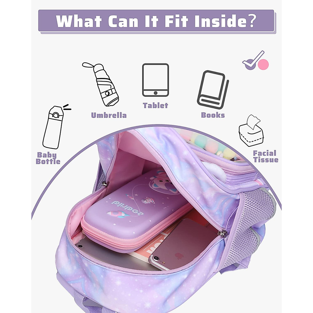 Tanou Toddler Backpack for Girls, 11 Inch Ultra-light Kids Small Backpacks, 2023 Cute Toddler Bag for Preschool Day Care, Unicorn