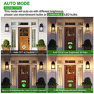 2-Pack Motion Sensor Outdoor Wall Lanterns, Waterproof Dusk to Dawn Outdoor Wall Sconces, Motion Activated Patio Wall Light Fixtures, Clear Glass Porch Lights Wall Mount for Entryway Doorway Garage