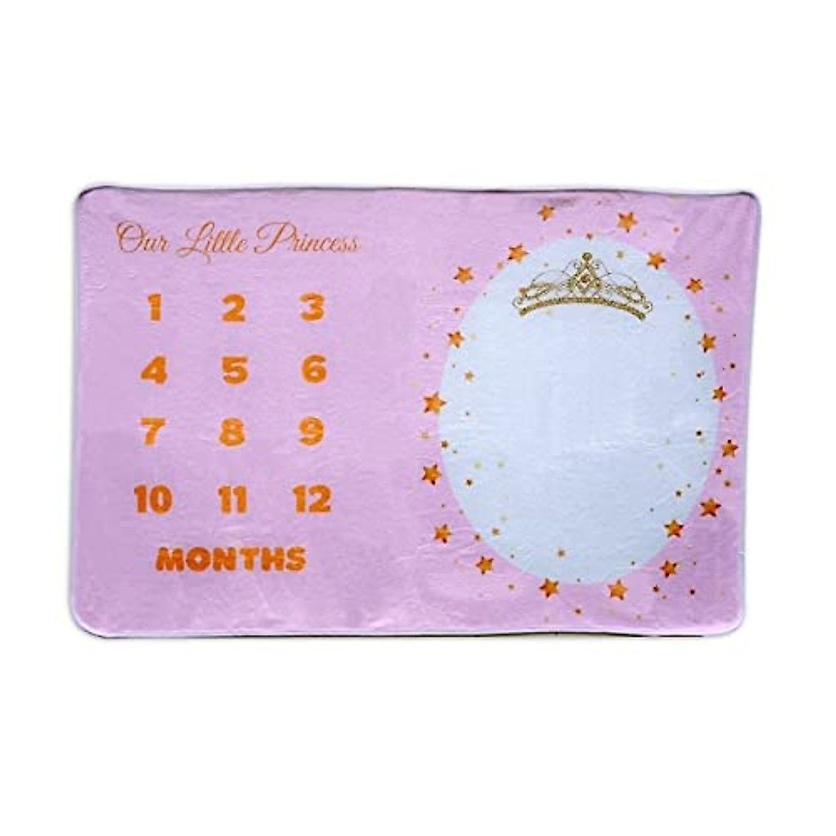 My Peanut's Brand Organic Baby Monthly Milestone Blanket - Newborn Growth Chart - Premium Super Soft - Registry Gift - Princess Theme - Includes Gold Heart and Pink Flower Frame