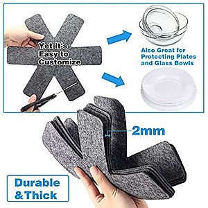 Imncya Set of 20 Pot and Pan Protectors, 5 Different Size Grey Felt Pot and Pan Separators Pad, Anti-Slip Pan Dividers Pads for Stacking and Protecting Cookware Avoid Scratching