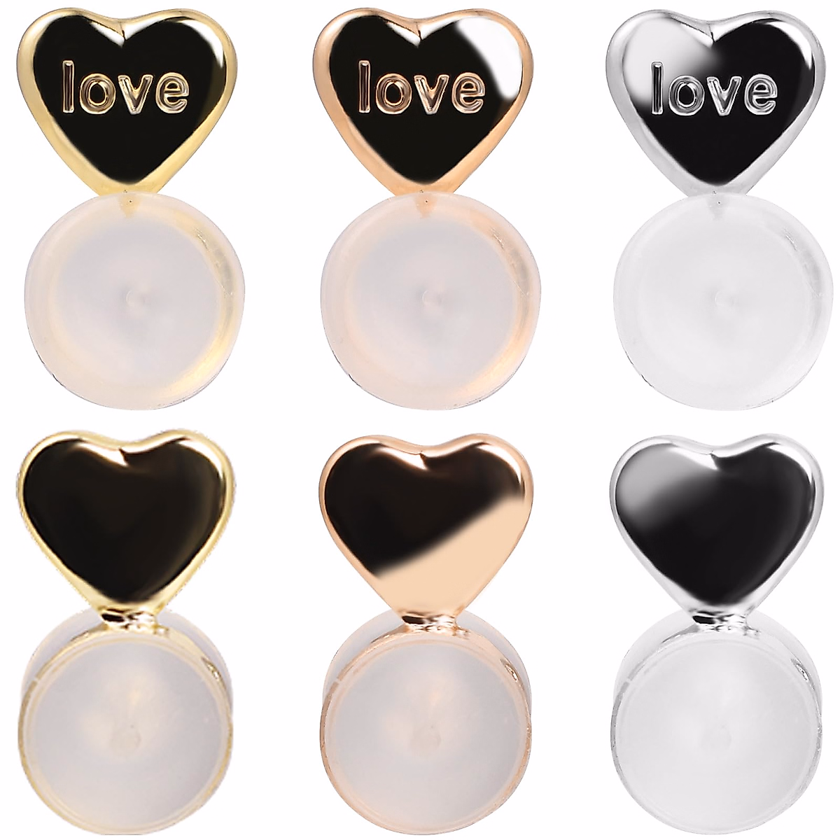 Veekyvicky Silicone Earring Backs for Droopy Ears Rubber Earring Lifter for Heavy Studs, Earing Backs Replacement Rose Gold Silver