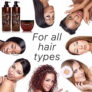 BINGO HAIR CARE Moroccan Argan Oil Shampoo Conditioner and Mask Set, Sulfate Free for Damaged, Dry, Curly or Frizzy Hair - Thickening for Fine/Thin Hair Safe for Color and Keratin Treated Hair