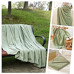 Simple&Opulence Luxury Flannel Fleece Super Soft Home Furnishing Throw Blanket with Stereoscopic Grid Design (Sage Green, 50"x70")