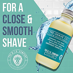 Pre Shave Oil for Men - Shaving Oil Made with Natural Oils - Good for Close Shave and Smooth Shave - Suitable for Sensitive Skin - Use on Face or Head - Classic Barbershop Scent - 60ml