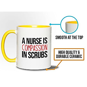Bubble Hugs Nurse 2Tone Yellow Mug 11oz - A nurse is compassion - Labor Clinical Certified Nursing Assistant Surgical Emergency Oncology Practitioner