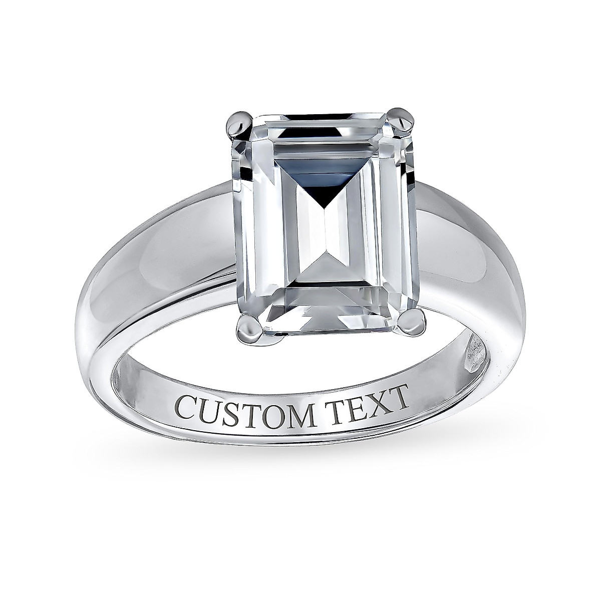 Bling Jewelry Sterling Silver 3 ct Radiant Cut CZ Solitaire Engagement Ring - Size 6