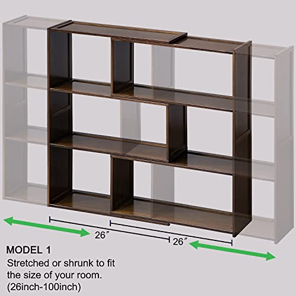 COPREE Multifunctional 4-Layer + 4-Layer Bookshelf Combination,Bamboo 4 Tier Book Shelves, Walnut-Colored Freestanding Book Rack Organizer Shelving Unit Storage for Living Room, Bedroom and Office