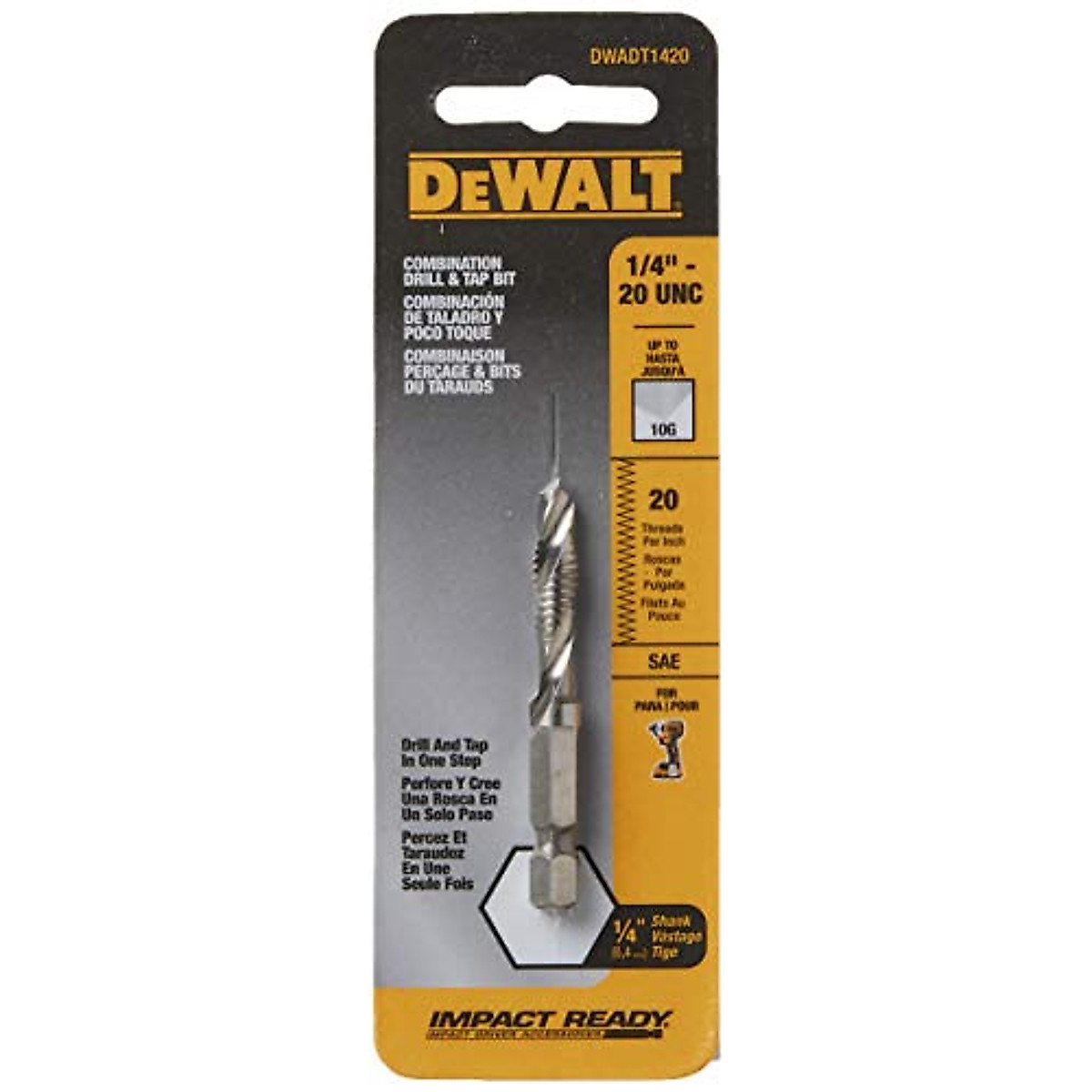DEWALT Drill Tap, UNC, 1/4-Inch (DWADT1420)