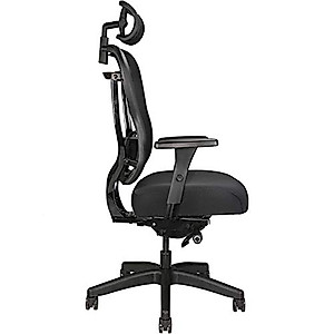 Oak Hollow Furniture Aloria Series Office Chair Ergonomic Executive Computer Chair, Fabric Soft Seat Cushion, Mesh Back, Adjustable Lumbar Support Swivel and Tilt (Black, Headrest)