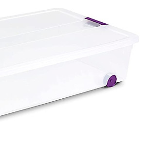 Sterilite 60 Quart Multipurpose Plastic ClearView Secure Latching Lid Wheeled Underbed Box Container for Home or Office Organization, (12 Pack)