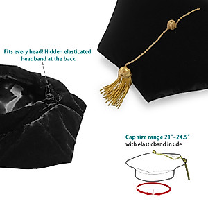 Endea Graduation Deluxe Doctoral Tam with Six Sides and Gold Bullion Academic Regalia Unisex