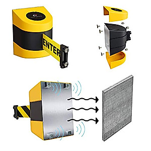 Crowd Control Warehouse CCW-05-022-01529 Series WMB-220 Magnetic Wall Mount Retractable Belt Barrier with Yellow ABS Case, Yellow with "Caution - DO NOT Enter" Black Letters Belt, 15' Belt Length