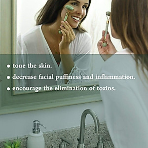 GOTDYA Jade Roller for Face,100% Natural Jade Face Roller Anti Aging Jade Stone Face Massage Roller, Jade Facial Roller Massager for Woman Face & Eye Massage