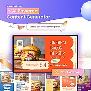 Mandoe Essentials Digital Signage Displays - Digital Signage Player for Digital Menu Board, Electronic Menu Board and Digital Message Board. World-Class Templates & Easy To Use Setup