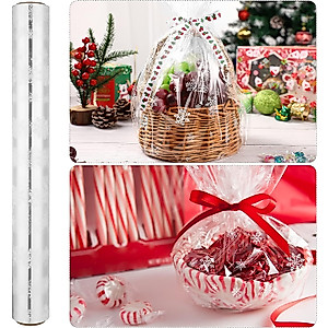 Choisyin Christmas Cellophane Wrap Roll,Clear Wrapping Paper Snowflake Plastic Paper Wrapper Large Transparent Wrapping Paper Wrap Film for Gift Basket Flower Food Christmas Decoration 16 inch x100 Ft