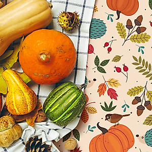 CAKKA Thanksgiving Tablecloth Plastic 54x108 Inch, 3 Pack Disposable Fall Pumpkin Table Cover, Orange Marple Leaf Rectangle Autumn Table Cloth for Fall Thanksgiving Day Table Decor Decoration