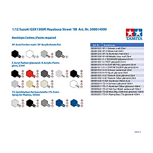 TAMIYA Suzuki GSX1300R Hayabusa Street 98 Model Motorcycle, 300014090, 1:12 Scale