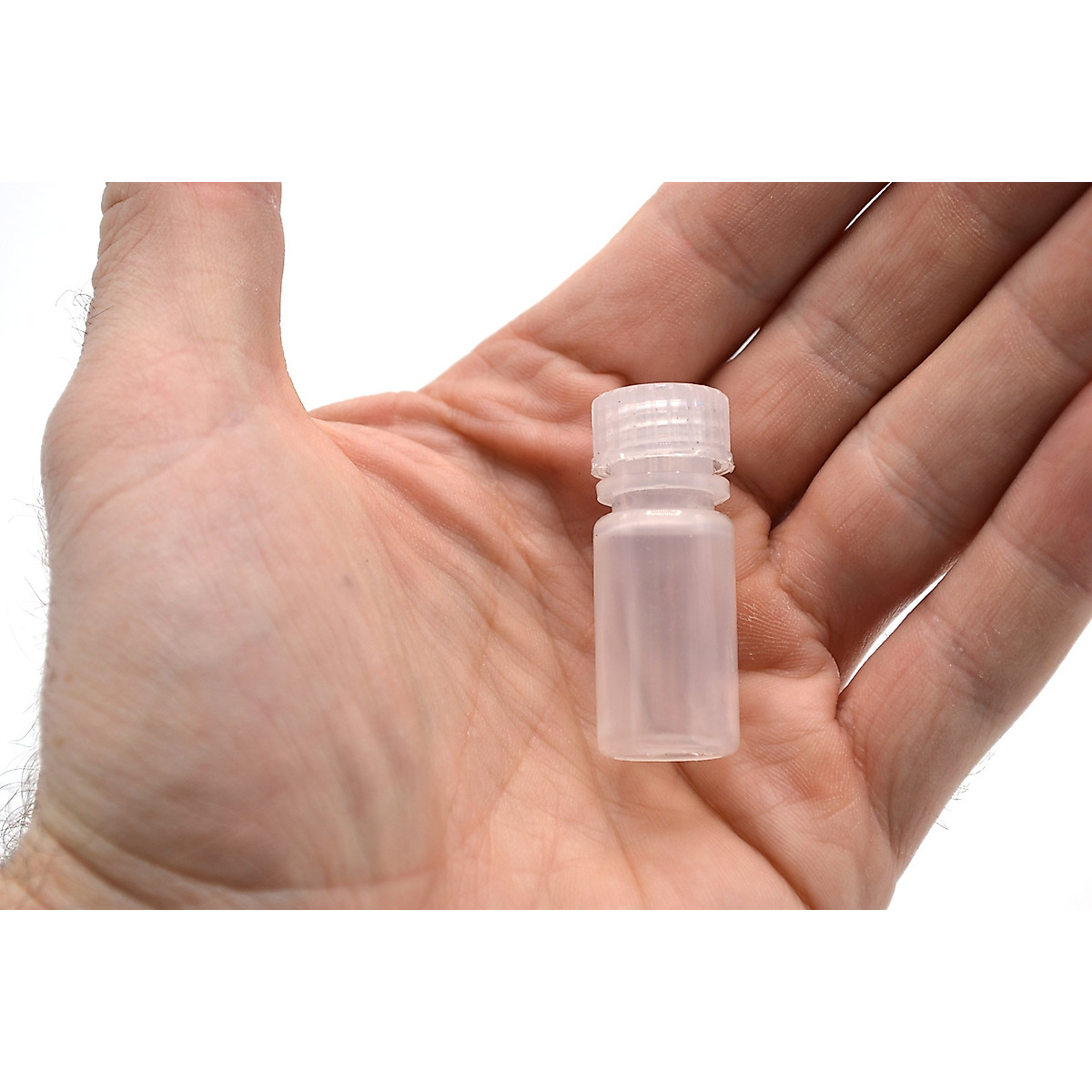EISCO Pack of 10-4mL Rigid Plastic Reagent Bottle with Narrow Mouth (0.33" ID) and Screw Cap - Polypropylene