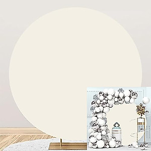 AWERT Polyester Diameter 6ft Beige White Round Backdrop Cover Pure Beige Solid Color Birthday Party Photography Background Newborn Baby Shower Wedding Party Decor Photo Studio Portrait Props