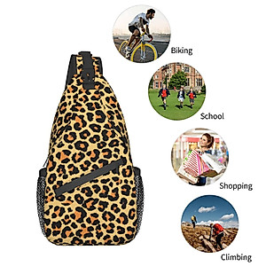 Mounno Leopard Print Sling Bag Leisure Oblique Cross Chest Bag For Men Women,Durable Adjustable Gym Bag Cycling Traveling Hiking Daypack