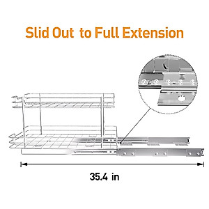 Blemoacha Pull Out Cabinet Organizer 21" D x 11" W,2 Tier Under Sink Organizers and Storage,Bathroom Organization Undersink Drawers Slide Out, Kitchen Sink Chrome Shelf Sliding Cabinet Basket