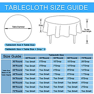 Hiasan Round Linen Tablecloth 60 Inch - Table Cloth Round Tablecloth Wrinkle and Stain Resistant Washable Polyester Fabric for Dining Room Kitchen Party, Beige