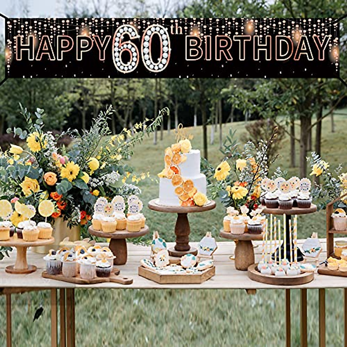 Luxiocio Happy 60th Birthday Banner Backdrop Decorations for Women, Rose Gold 60 Birthday Party Sign Supplies, Sixty Birthday Photo Booth Props Decor(9.8ft x 1.6ft)
