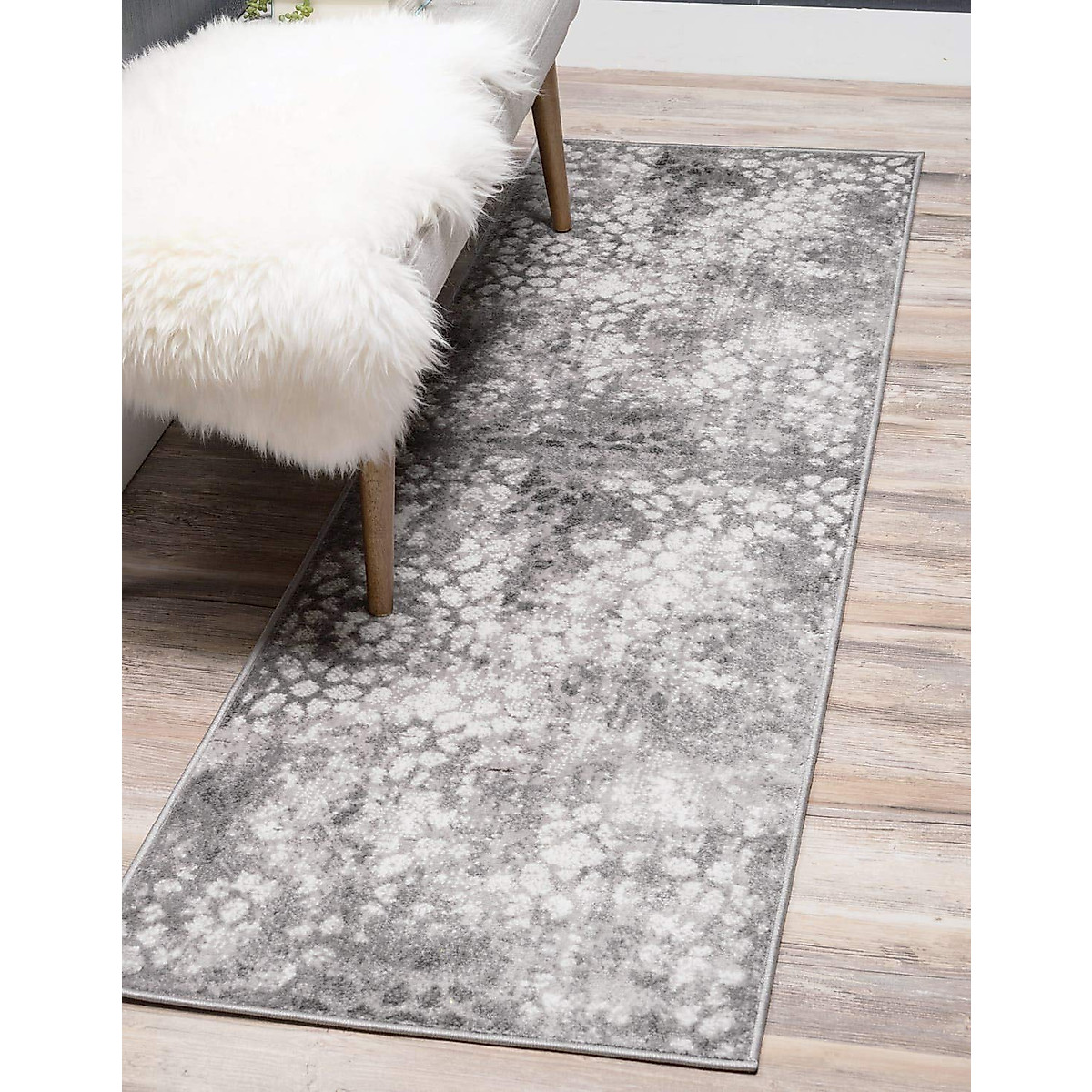 Unique Loom Sofia Collection Area Rug - Larvotto (2'x 6' 7" Runner, Dark Gray/ Ivory)