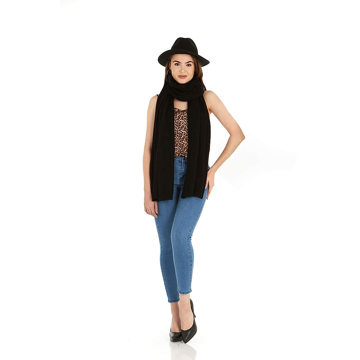 Manio Cashmere 100% Cashmere Knitted Wrap Pashmina Shawl Extra Large Scarf Stole for Women Travel