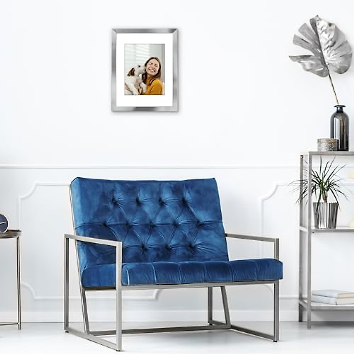 Americanflat 11x14 Picture Frame with Polished Crystal-Clear Glass - Use as 8x10 Frame with Mat or 11x14 Frame Without Mat - Signature Collection - Photo Frame for Wall Display - Silver