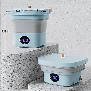 Folding Washing Machine，6L Portable Washing Machine，Mini Washing Machine with 3 Modes Deep Cleaning for Underwear, Baby Clothes, or Items, Foldable Machine Apartments, Camping, Travel (Blue)