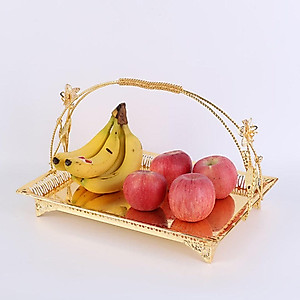 Cabilock Countertop Fruit Basket Bowl Vegetable Tray Iron Handle Fruit Basket European Style Metal Snack Serving Plate Nuts Bread Storage Tray Vintage Containers Dish Candy Holder