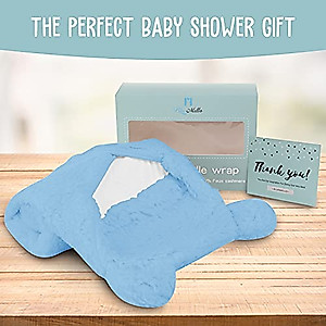BlueMello Baby Swaddle Blanket | Ultra-Soft Plush Essential for Boys 0-6 Months | Receiving Swaddling Wrap Blue | Ideal for Infant Accessories and Newborn Registry | Perfect Baby Girl Shower Gift