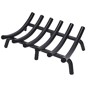 Fireplace Grate 17 Inch Solid Round Steel 3/4" Bar Heavy Duty Firewood Stove Log Holder Rack Grates Wrought Cast Iron Indoor Outdoor Camping Chimney Hearth Wood Burning Fireplace Accessories Tools