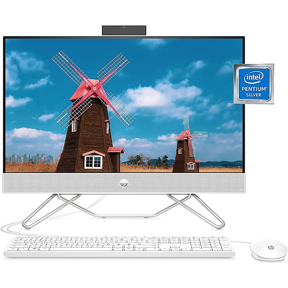 HP 2024 24'' FHD IPS Touchscreen All-in-One Desktop PC Intel 2-Core i3-1115G4 Intel UHD Graphics 16GB DDR4 1TB NVMe SSD WiFi AC BT RJ-45 HDMI Webcam Speaker Windows 11 Pro White w/RE USB Drive