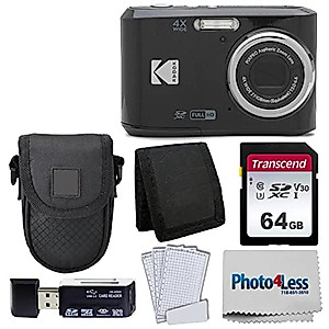 Kodak PIXPRO FZ45 Digital Camera + Black Point & Shoot Camera Case + Transcend 64GB SD Memory Card + Tri-fold Memory Card Wallet + Hi-Speed SD USB Card Reader + More!… (Black)