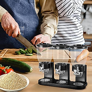 Cereal Dispenser Countertop Indispensable Dry Food Dispenser Triple Food Dispenser Cereal Containers Storage Rice Candy Dispenser Machine for Trail Mix Nut Grain Beans Rice Snack Granola