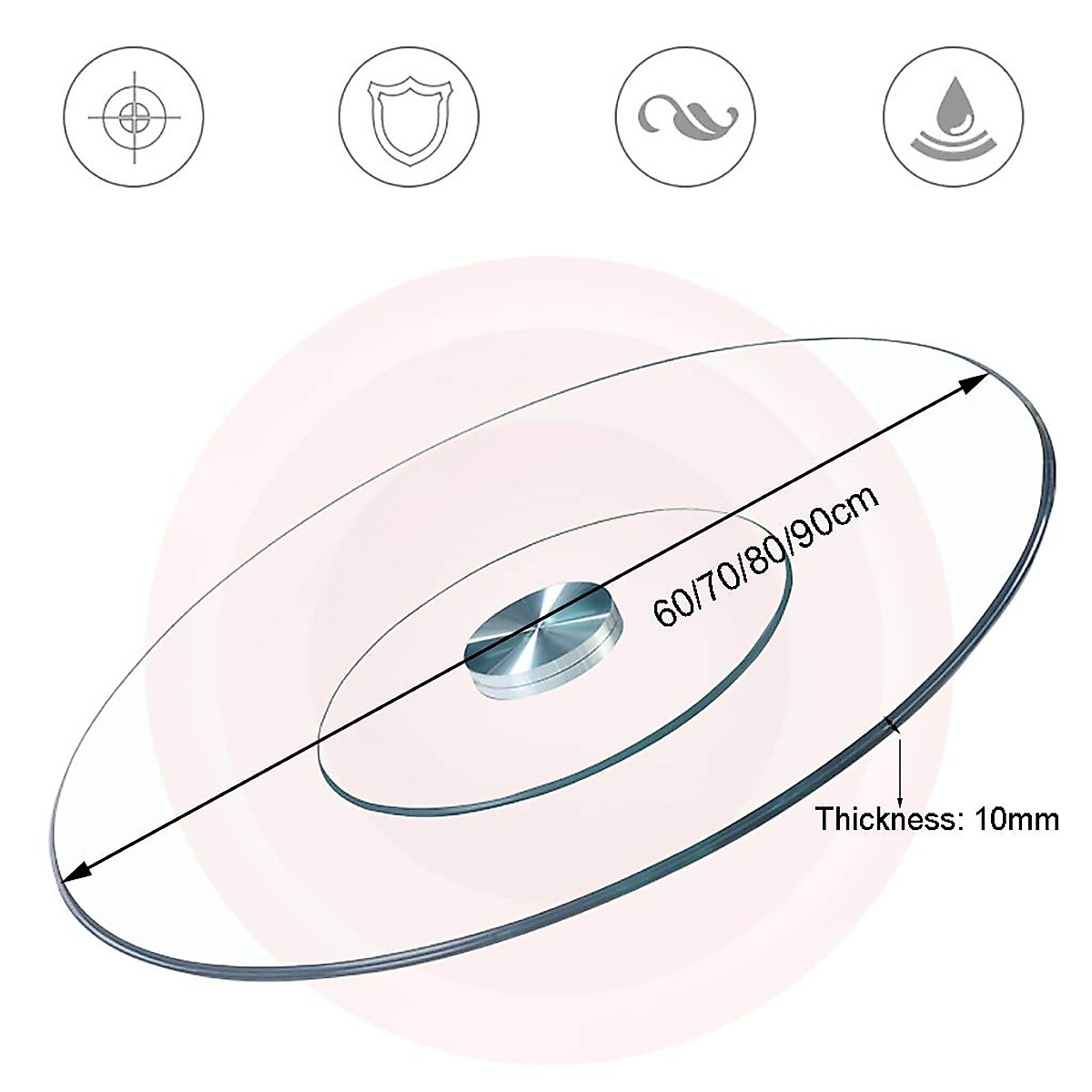 Turntable 32/36/40inch Glass Lazy Susan Round Tempered Glass with Silent Bearings, Rotating Serving Plate Suitable for Birthday Parties Family Dinners and Banquets