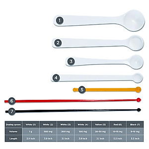 Dosing spoon | milligram measuring spoons set of 7 | exact dosing from 6 mg to 1g | mg measuring spoons for powder