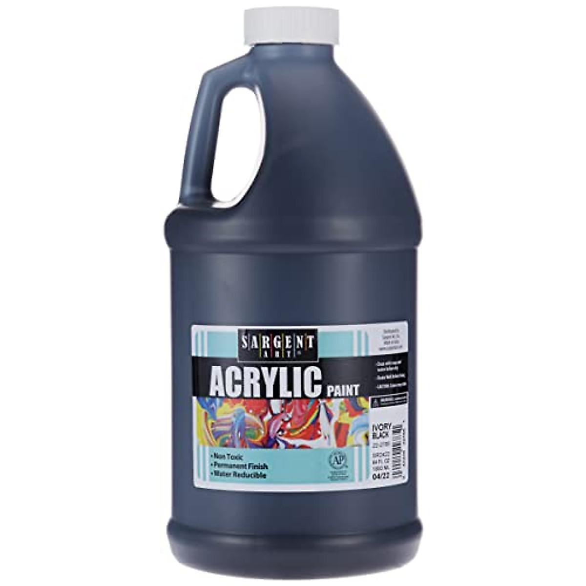 Sargent Art Half Gallon (64 Ounce) Acrylic Paint Black, Non-Fading, Rich Vivid Pigments, Brilliant Matte Finish, Fast Dry Formula, Non-Toxic