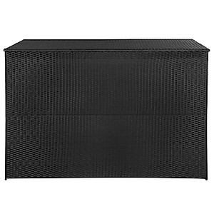 YEZIYIYFOB 400 gal Outdoor Storage Box Large Deck Box Taupe Black Rattan Patio Storage Box Garden Storage Suncast Chest Container Poly Cabinet for Lawn Backyard 59"x39.4"x39.4" Black NOT WATERPROOF