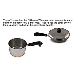 Large 2-screw replacement handle for vintage Revere Ware pans
