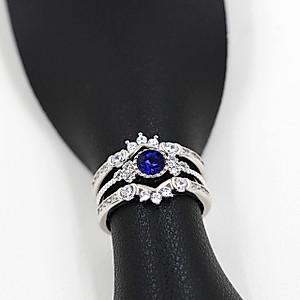 Uloveido 925 Sterling Silver Cubic Zirconia 2 Stackable Rings Enhancer for Women Wedding Engagement Anniversary Promise Rings Y1519 (Size 9)