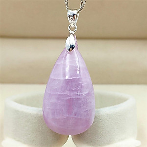 Genuine Natural Purple Kunzite Cat Eye Gemstone Water Drop Pendant 33x19x10mm AAAAA