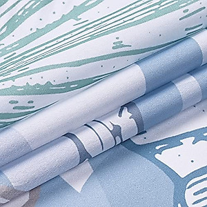 Ikfashoni Nautical Coastal No Hook Shower Curtain with Snap in Liner, Seashell Beach Shower Curtain with Liner, Hotel Shower Curtain, Ocean Themed Shower Curtains for Bathroom Decor, 72" x 72"