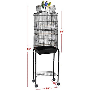 Canary Parakeet Cockatiel LoveBird Finch Bird Cage With Stand --18"x14"x60"Black