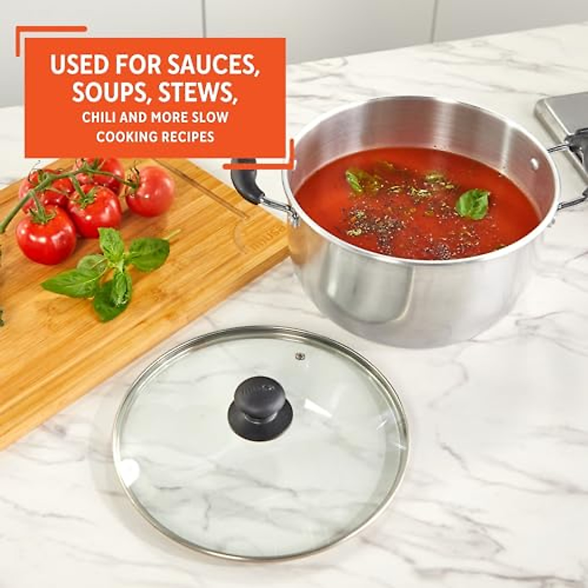 Imusa Aluminum USA Pot with Glass Lid and Bakelite Handle 4-Quart