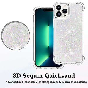 CAIYUNL for Samsung Galaxy A04E Phone Case with Screen Protector, Women Girls Glitter Bling Floating Liquid Cute Soft TPU Silicone Shockproof Protective Cover for Samsung Galaxy A04E Case -Sliver Pink